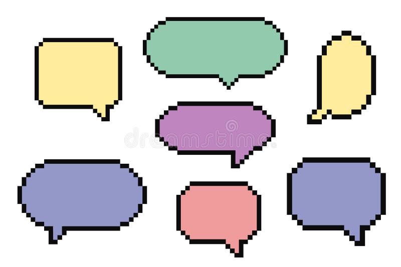 Set of Pixel Art Cloud Bubble Quote Box Speech Bubble Dialog Retro 8 ...