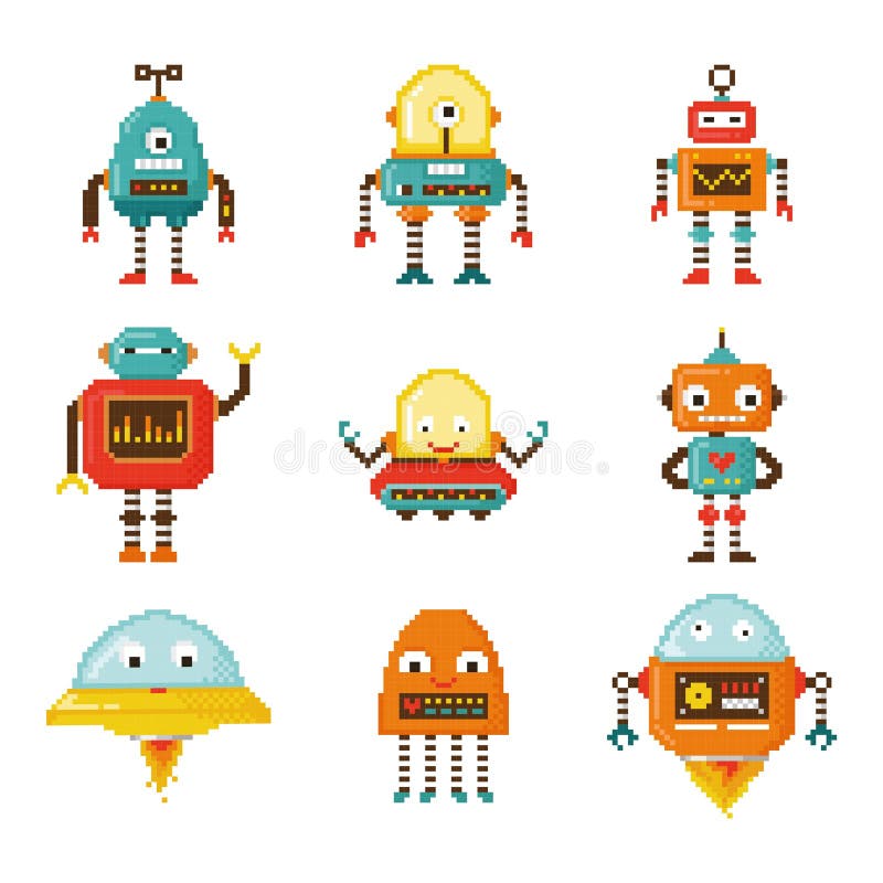 Pixel Icons Robots Stock Illustrations – 40 Pixel Icons Robots Stock ...