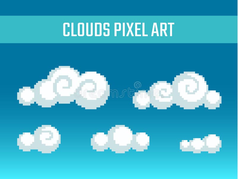 Pixel art stylized clouds. stock vector. Illustration of computer ...