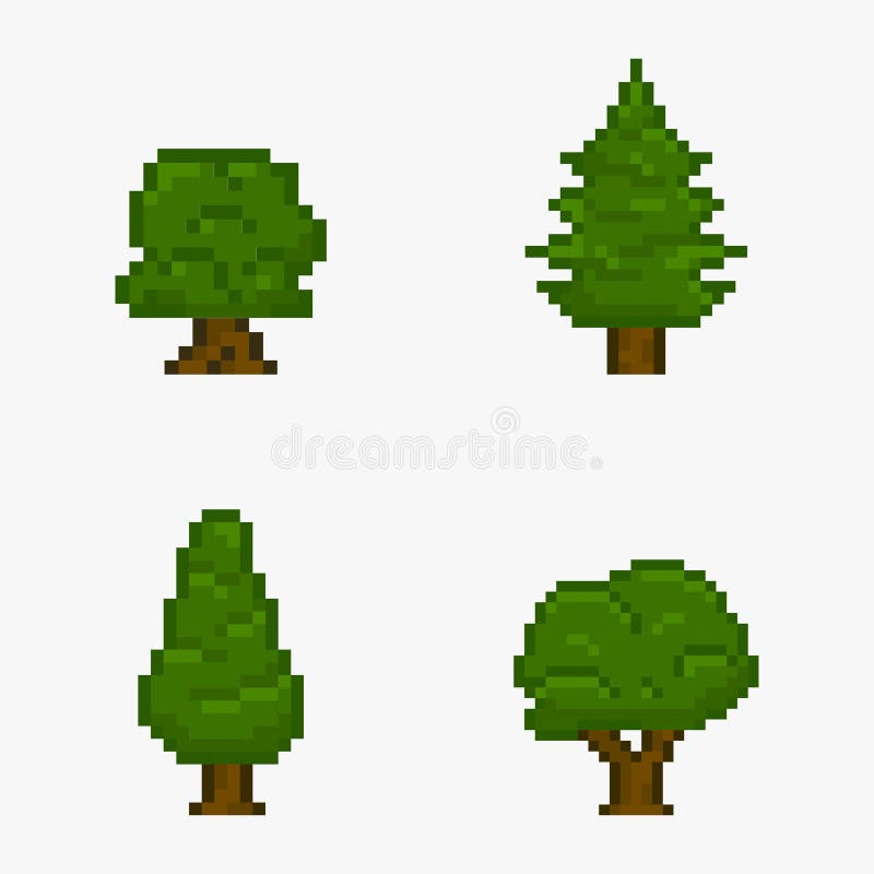 Set of Pixel Art Summer Trees Stock Vector - Illustration of mobile ...