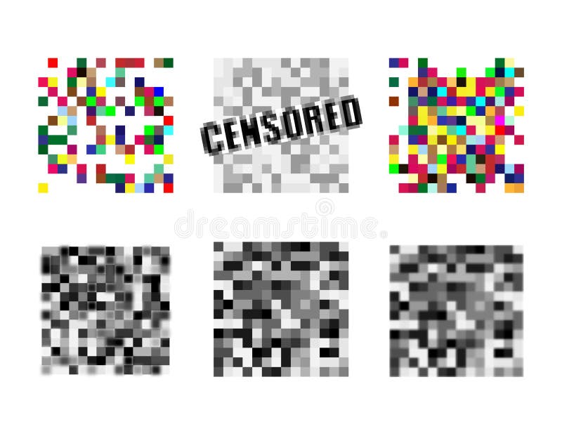 Set of Pixel Censored Signs. Black Censor Bar Concept. Vector ...