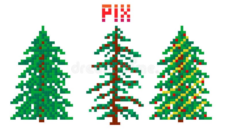 Set Pixel Art Christmas Tree Stock Illustrations – 144 Set Pixel Art ...