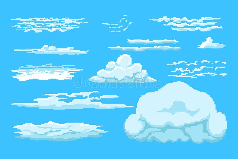 Set of Pixel Clouds in Different Size and Shape Stock Vector ...