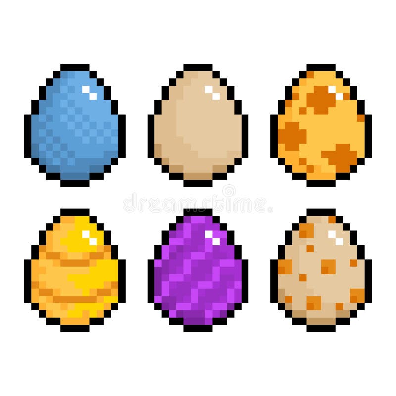 Set of Pixel Easter Eggs, Magic Eggs from Pixel Games. 8 Bit Isolated ...