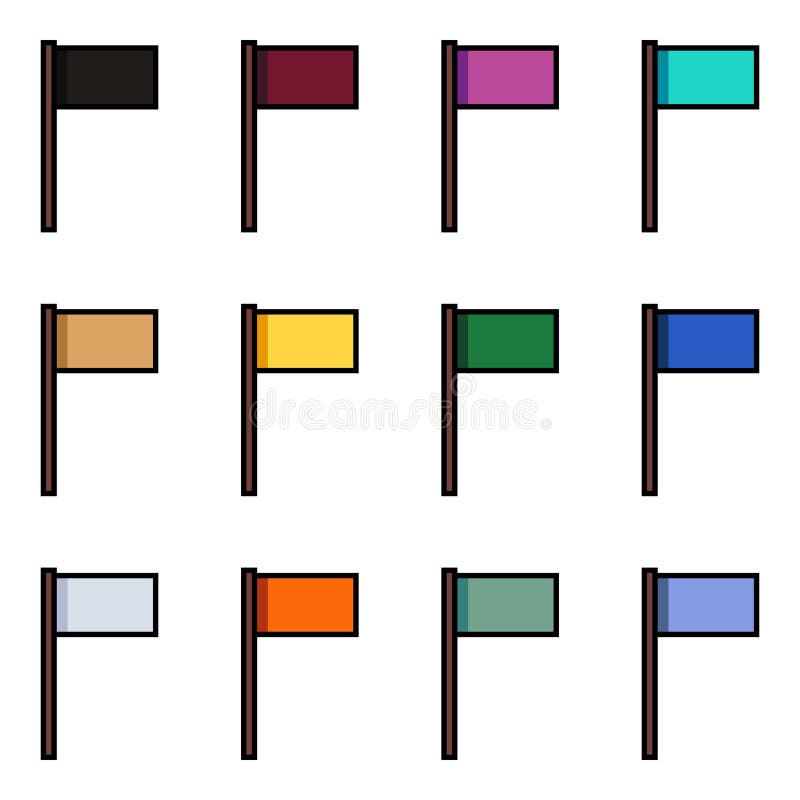 Set of Pixel Flags in Different Colors Stock Vector - Illustration of ...