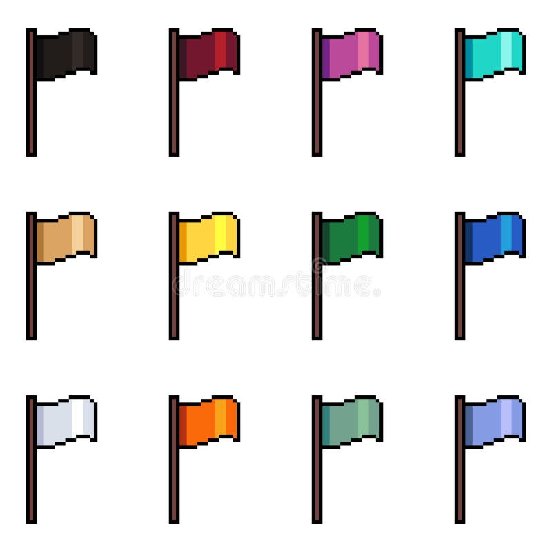 Set of Pixel Flags in Different Colors Stock Vector - Illustration of ...
