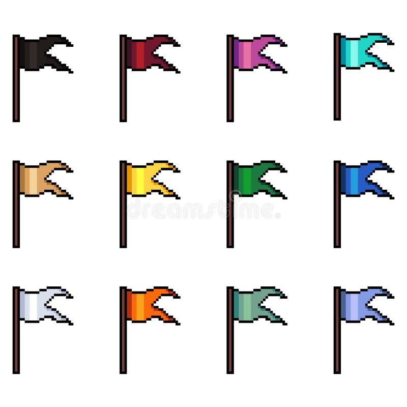 Set of Pixel Flags in Different Colors Stock Vector - Illustration of ...