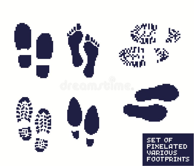 Set of pixel footprints stock vector. Illustration of imprint - 76449320