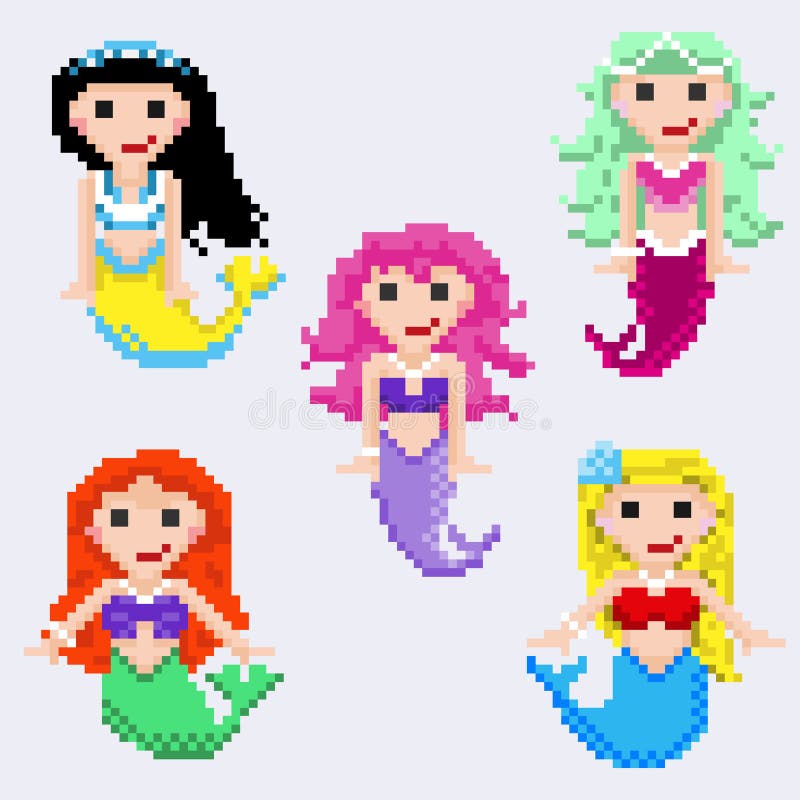 Pixel art mermaid. stock vector. Illustration of fantasy - 108901955