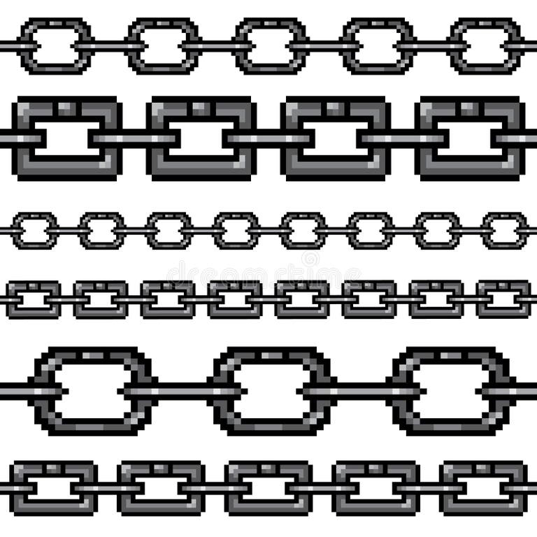 Set of Pixel Metal Chains Isolated on White Background. Vector ...