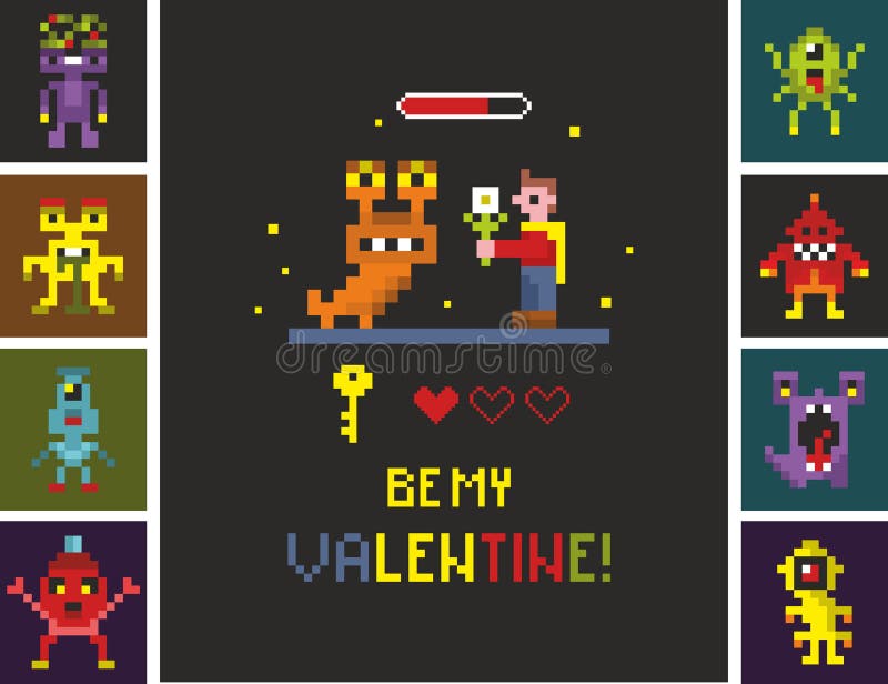 Pixel Monsters Vector Icon Set Stock Vector - Illustration of fantastic ...