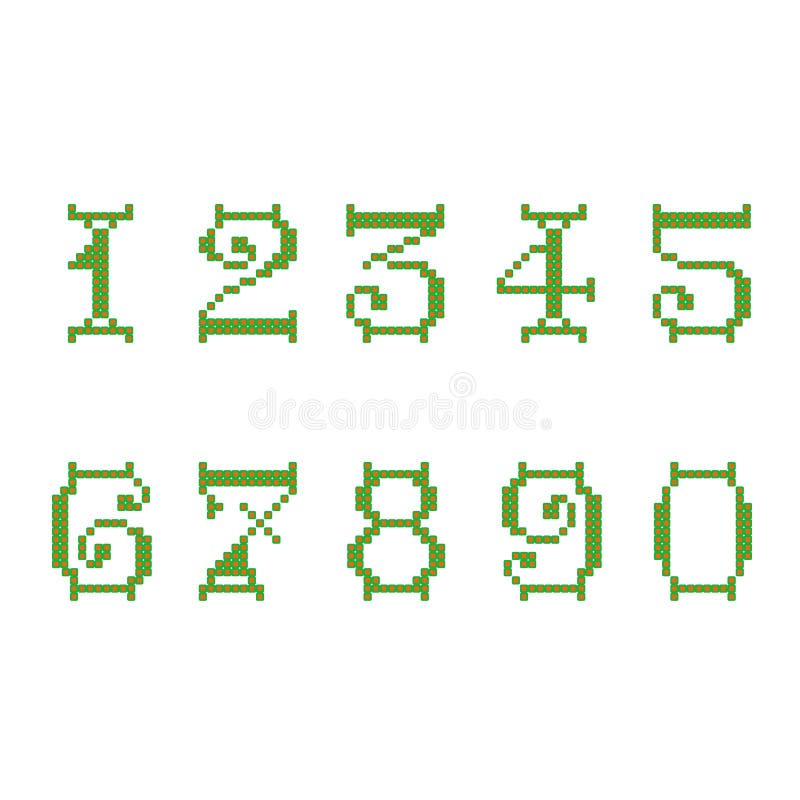Set of pixel numbers stock vector. Illustration of color - 245133292