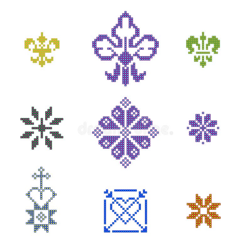 Set of Pixel Ornament Elements Stock Vector - Illustration of cloth ...