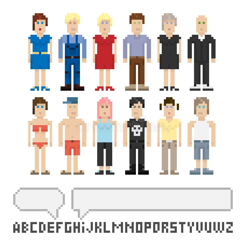Set of pixel people stock vector. Illustration of human - 25502082