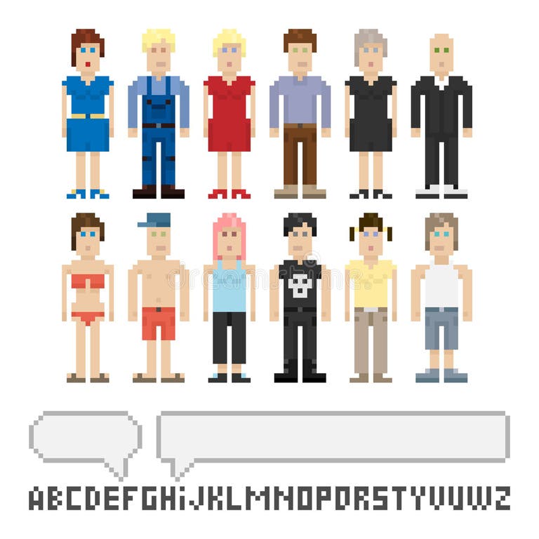 Set of pixel people stock vector. Illustration of human - 25502082
