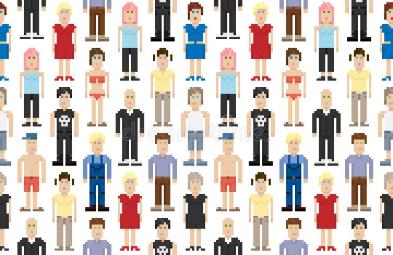 Set of pixel people stock vector. Illustration of human - 25502082