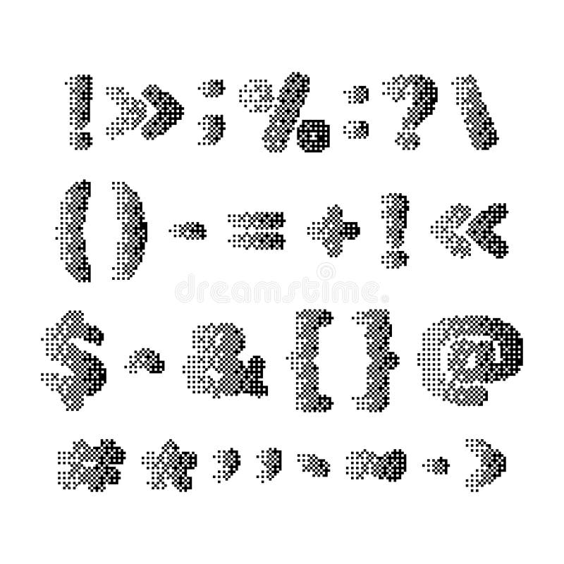 Set of Pixel Punctuation Marks with Noisy Texture. Stock Vector ...
