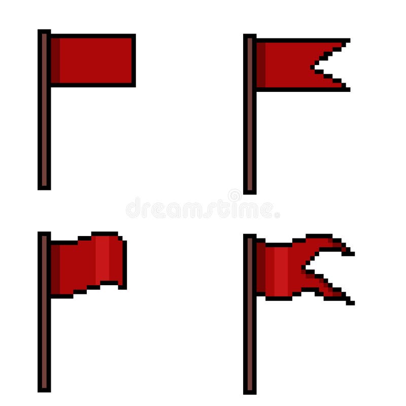 Set of Pixel Red Flags Icons Stock Vector - Illustration of standard ...
