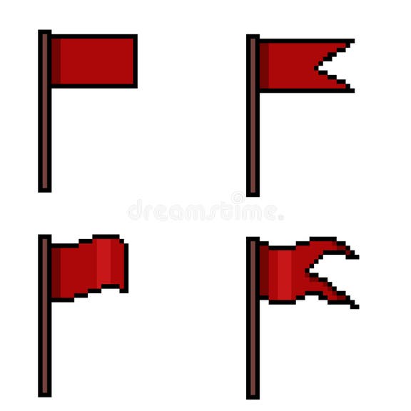 Set of Pixel Red Flags Icons Stock Vector - Illustration of standard ...