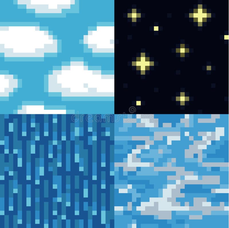 Set of pixel sky textures stock vector. Illustration of vintage - 60803980