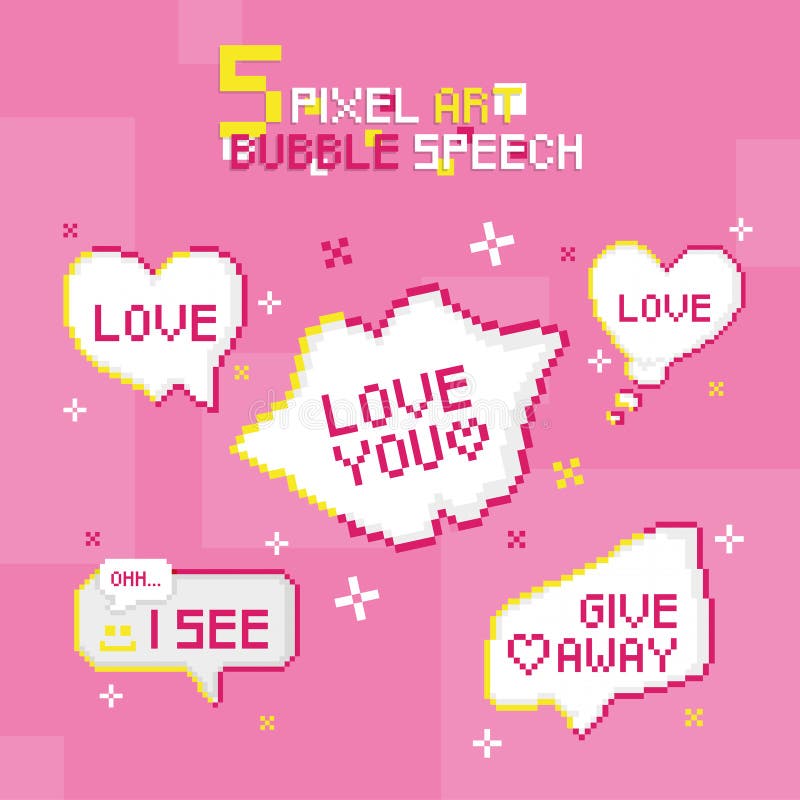 Set of Pixel Speech Bubbles with a Cartoon Expression Vector Stock ...