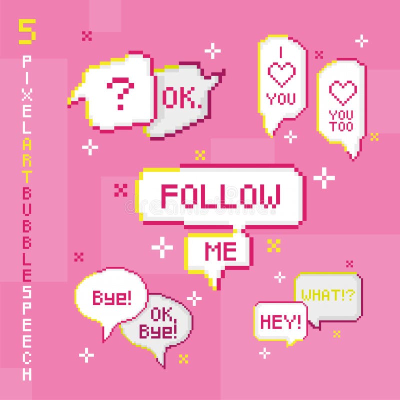 Set of Pixel Speech Bubbles with a Cartoon Expression Vector Stock ...