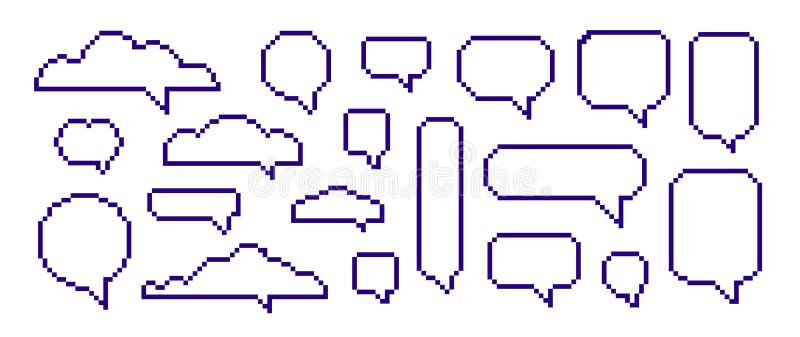 Set of Pixel Speech Bubbles, Text Frames of Different Shapes, Dialog ...