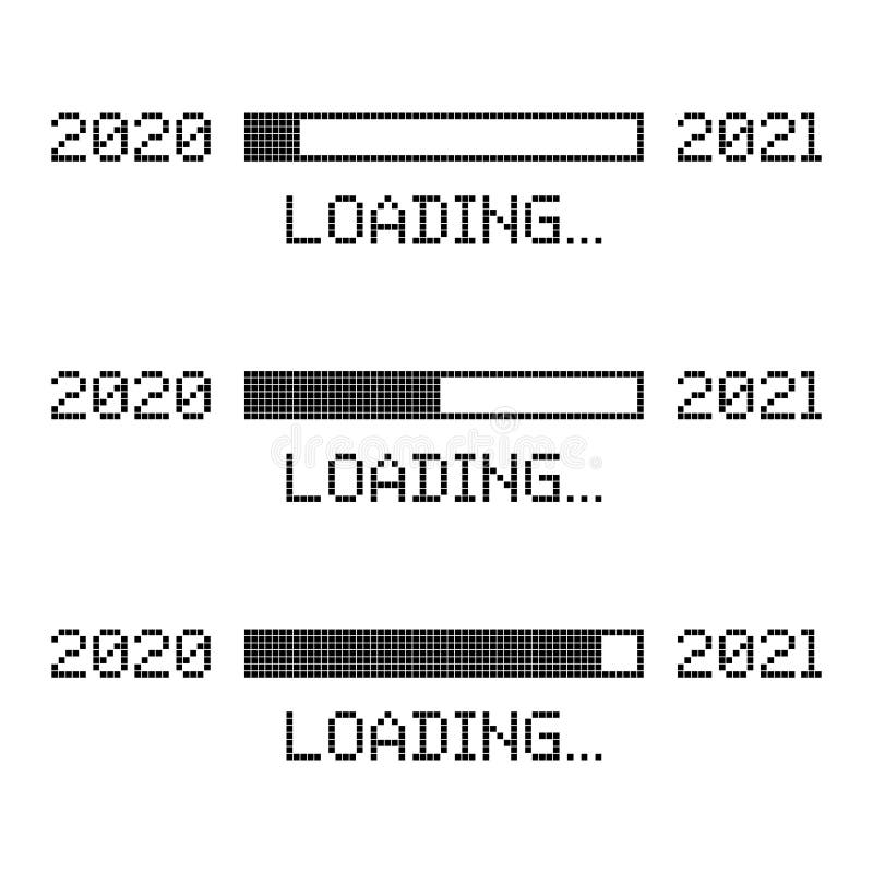 Set Pixelated Progress Bar Showing Loading of 2021 Vector Stock Vector ...