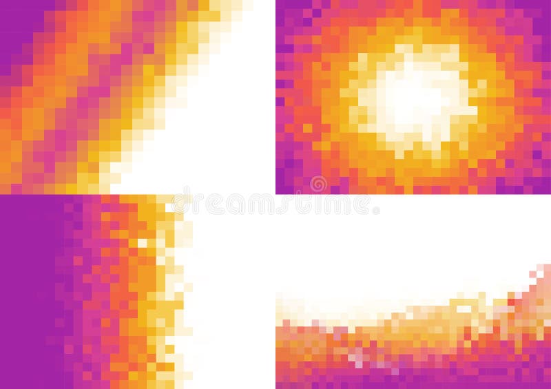 Set of Pixels Background Orange and Yellow Gradient Colors Geometric ...