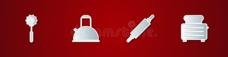 Set Pizza Knife, Kettle with Handle, Rolling Pin and Toaster Toasts ...