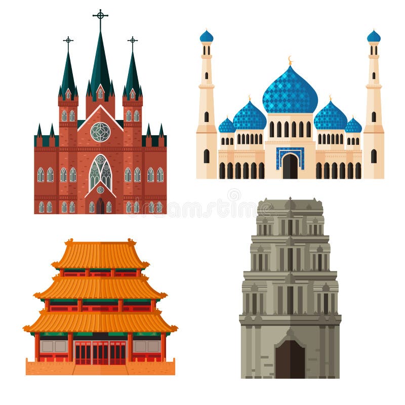 Set of Place of Worship for Different Religions Stock Vector ...