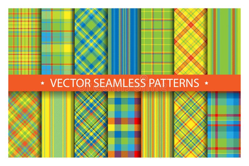 Set Plaid Pattern Seamless. Tartan Patterns Fabric Texture. Checkered ...