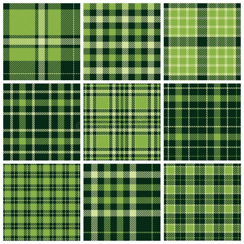 Set of Plaid Seamless Patterns. Green Colors Stock Vector ...