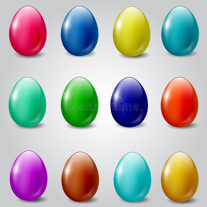 Set of Plain Colored Easter Eggs Stock Vector - Illustration of hunt ...