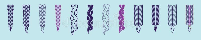 Set of Plait Cartoon Icon Design Template with Various Models. Vector ...