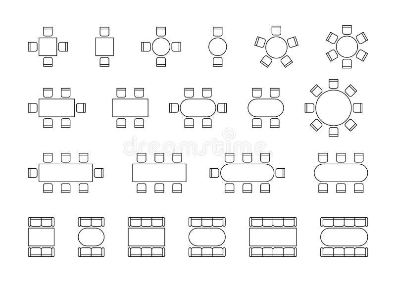 Set of Plan for Arranging Seats Couch and Tables in Interior, Layout ... Set of Plan for Arranging Seats Couch and Tables in Interior, Layout ...
