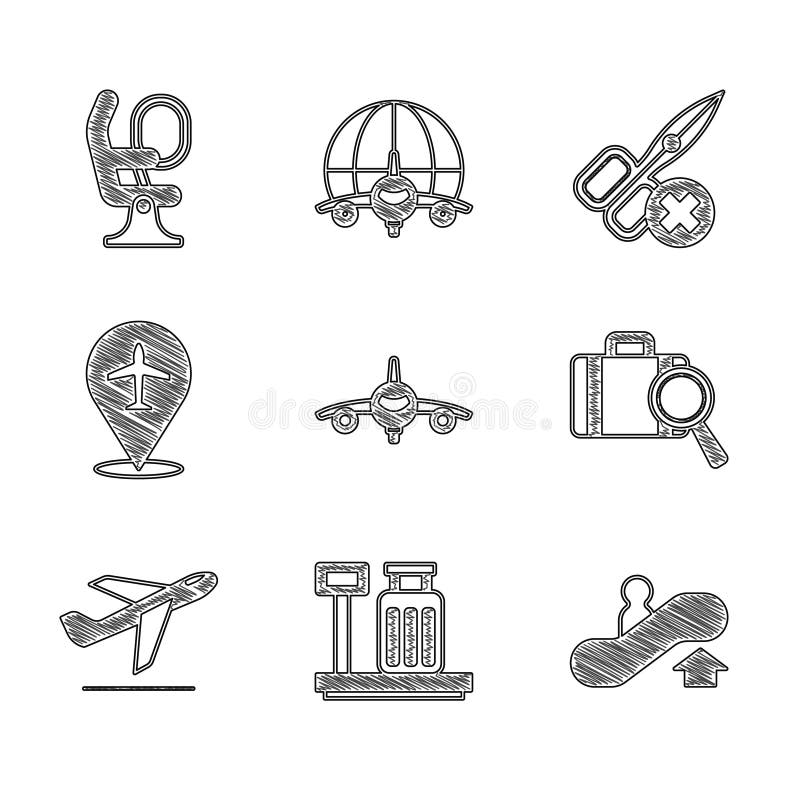 Set Plane, Scale with Suitcase, Escalator Up, Lost Baggage, Takeoff, No ... Set Plane, Scale with Suitcase, Escalator Up, Lost Baggage, Takeoff, No ...