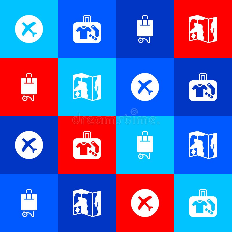 Set Plane, Suitcase, and World Travel Map Icon. Vector Stock Vector ...