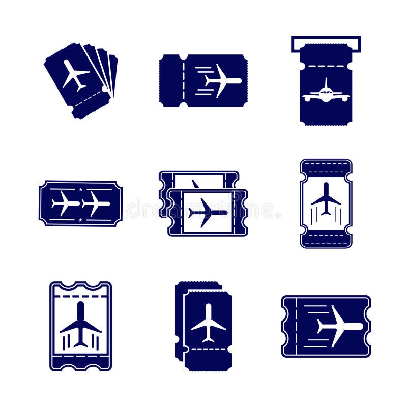 Set of Plane Ticket Icon Design Logo Vector Template, Icon Symbol ...