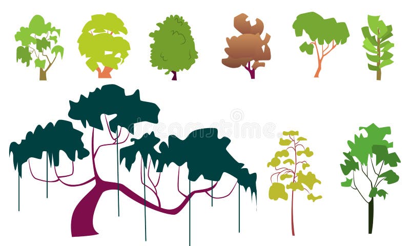 Set of plane trees stock vector. Illustration of flower - 86524671