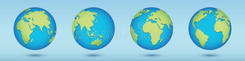 Set of Planet Earth Icons for Web Banner Stock Vector - Illustration of ...