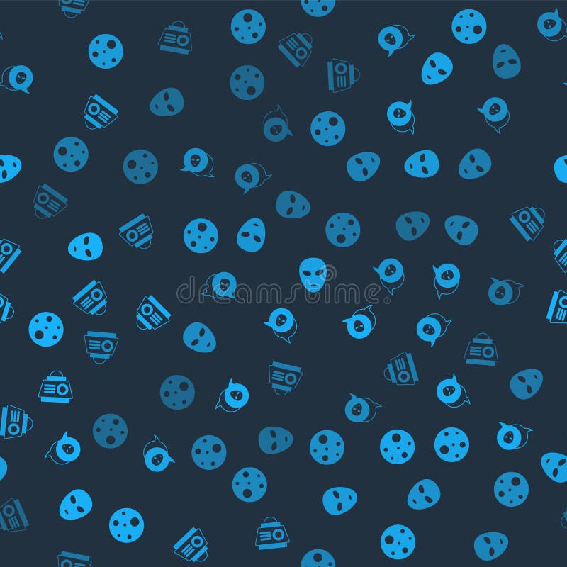 Set Planet Mars, Alien, and Space Capsule on Seamless Pattern. Vector ...