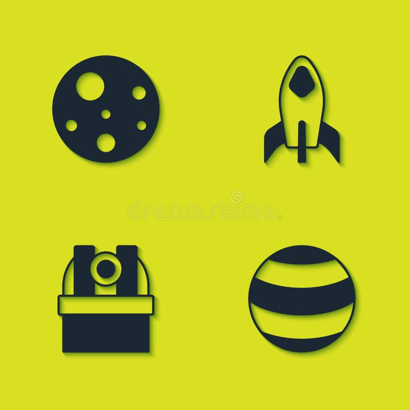 Set Planet Mars, , Astronomical Observatory and Rocket Ship Icon ...