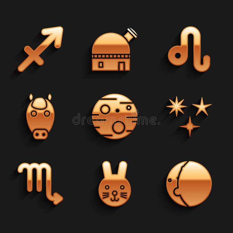 Set Planet Mars, Rabbit Zodiac, Eclipse of the Sun, Falling Star ...