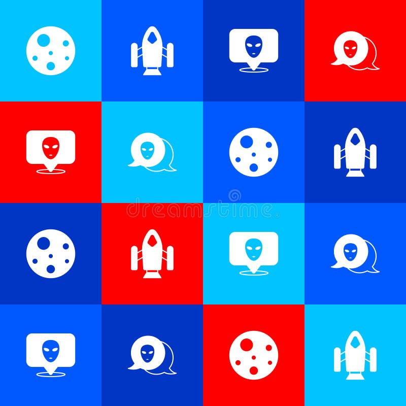 Set Planet Mars, Rocket Ship, Alien and Icon. Vector Stock Vector ...