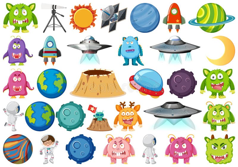 Set of Planet Space Element Stock Vector - Illustration of planet ...