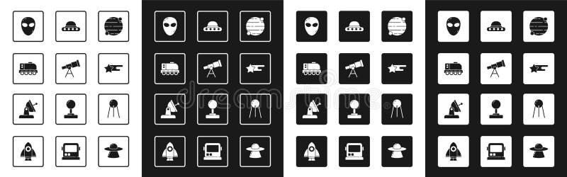 Set Planet, Telescope, Mars Rover, Alien, Falling Star, UFO Flying ... Set Planet, Telescope, Mars Rover, Alien, Falling Star, UFO Flying ...