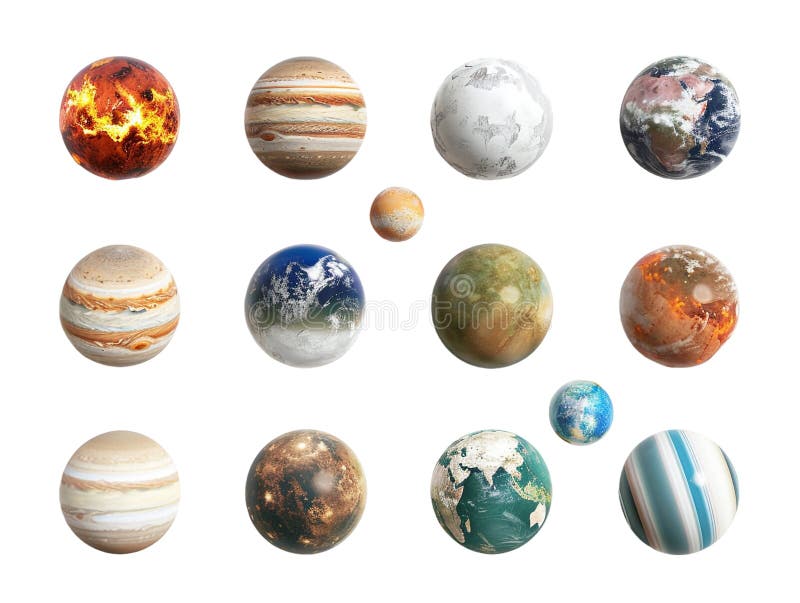 Set of Planets from the Solar System Isolated Against a Transparent ...
