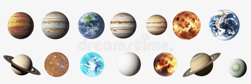 Set of Planets of the Solar System on Isolated Background Stock Image ...