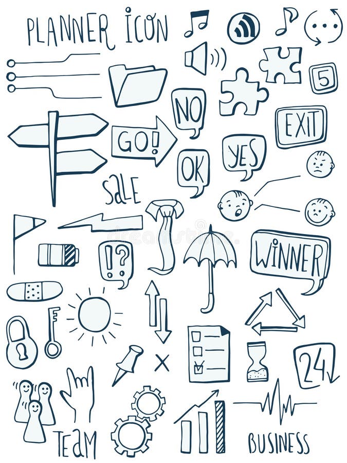 Set of Planner Icon Doodles. Hand Drawn Sketched. Vector Illustration ... Set of Planner Icon Doodles. Hand Drawn Sketched. Vector Illustration ...